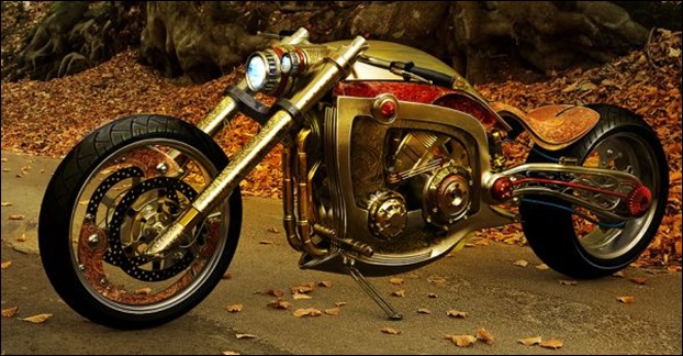 5 Motorcycle covered in Gold, Diamonds and Crystals ~ MegaMachine